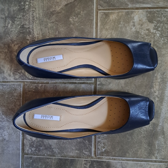 Geox | Shoes | Geox Respira Navy Peep Toe Heels | Poshmark